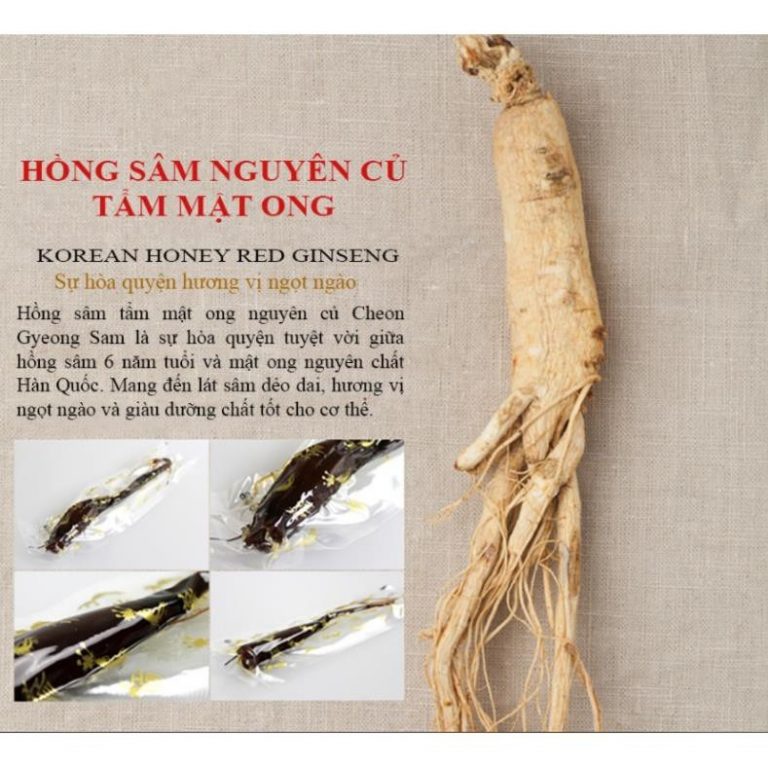 Sâm củ tẩm mật ong 220g Dongjin Hàn Quốc (22g x 10 củ)